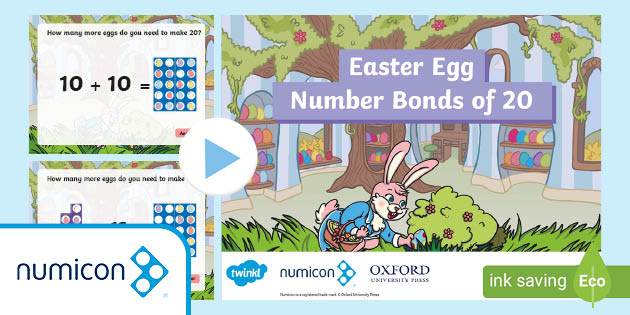 Easter Egg Number Bonds of 20 Numicon Shapes PowerPoint